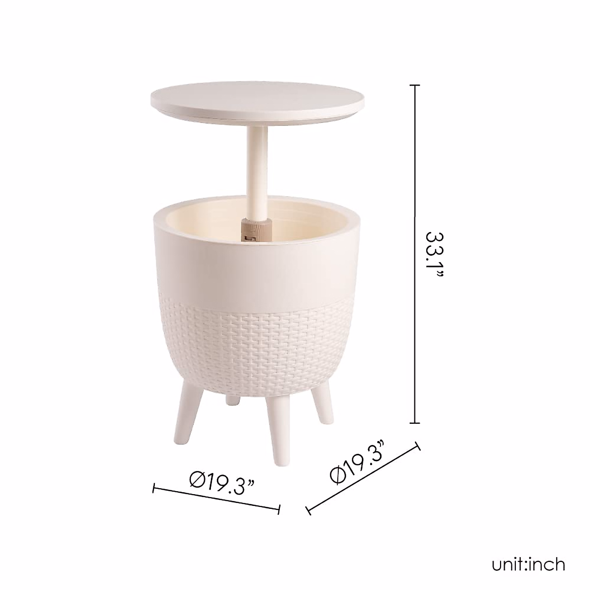 Lagoon Cancún Outdoor Cooler Bar/Cocktail/Coffee 3-in-1 Patio Table (White)