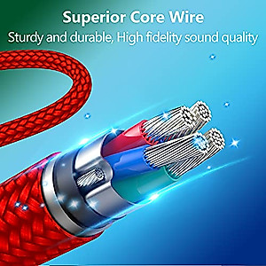 Replacement for Bose Headphone Cord, 2.5mm to 3.5mm Audio Cable for Bose 700 QC25 QC35 QC35 II OE2 AE2, JBL E45BT E55BT E65BTNC, AKG Nylon Braided Wire with Inline Mic & Volume Control (1.5m, Red)