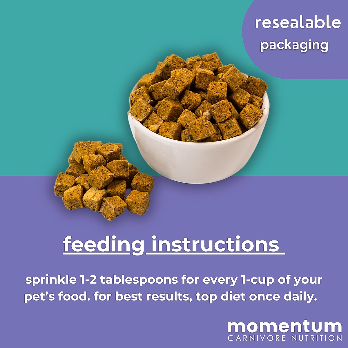 Momentum Carnivore Nutrition Freeze-Dried Anti-Inflammatory Pet Food Topper – Single-Ingredient Raw Supplement – Supports Joint Health & Reduces Inflammation for Dogs and Cats – 3 oz Pack