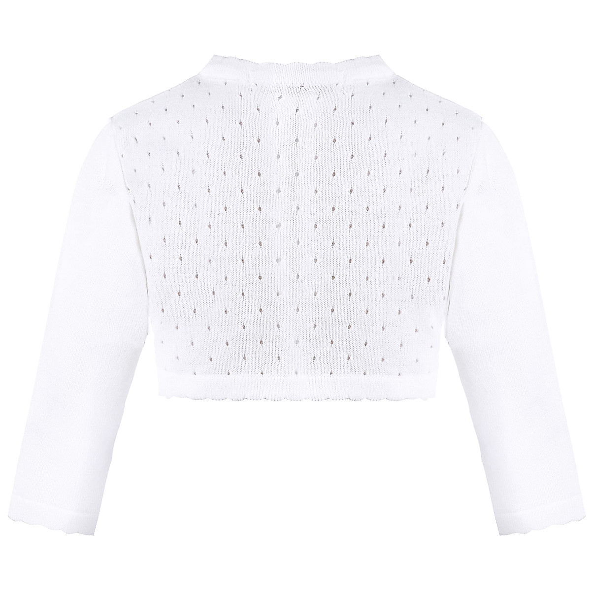 Lilax Baby Girls' Knit Long Sleeve One Button Closure Bolero Shrug 3-6 Months White