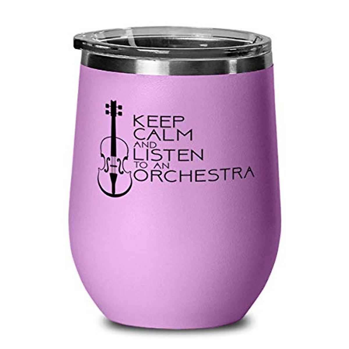 Orchestra Wine Glass, Light Purple Wine Tumbler, Orchestra Stainless Steel Insulated Lid Wine Glass Mug Cup Present Idea