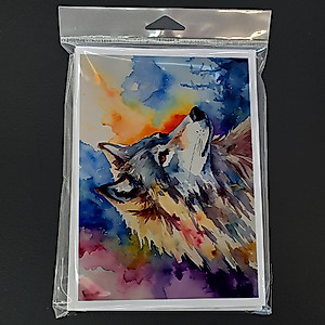 Caroline's Treasures DAC3008GCA7P Wolves Wolf Greeting Cards Pack of 8 Blank Cards with Envelopes Whimsical A7 Size 5x7 Blank Note Cards