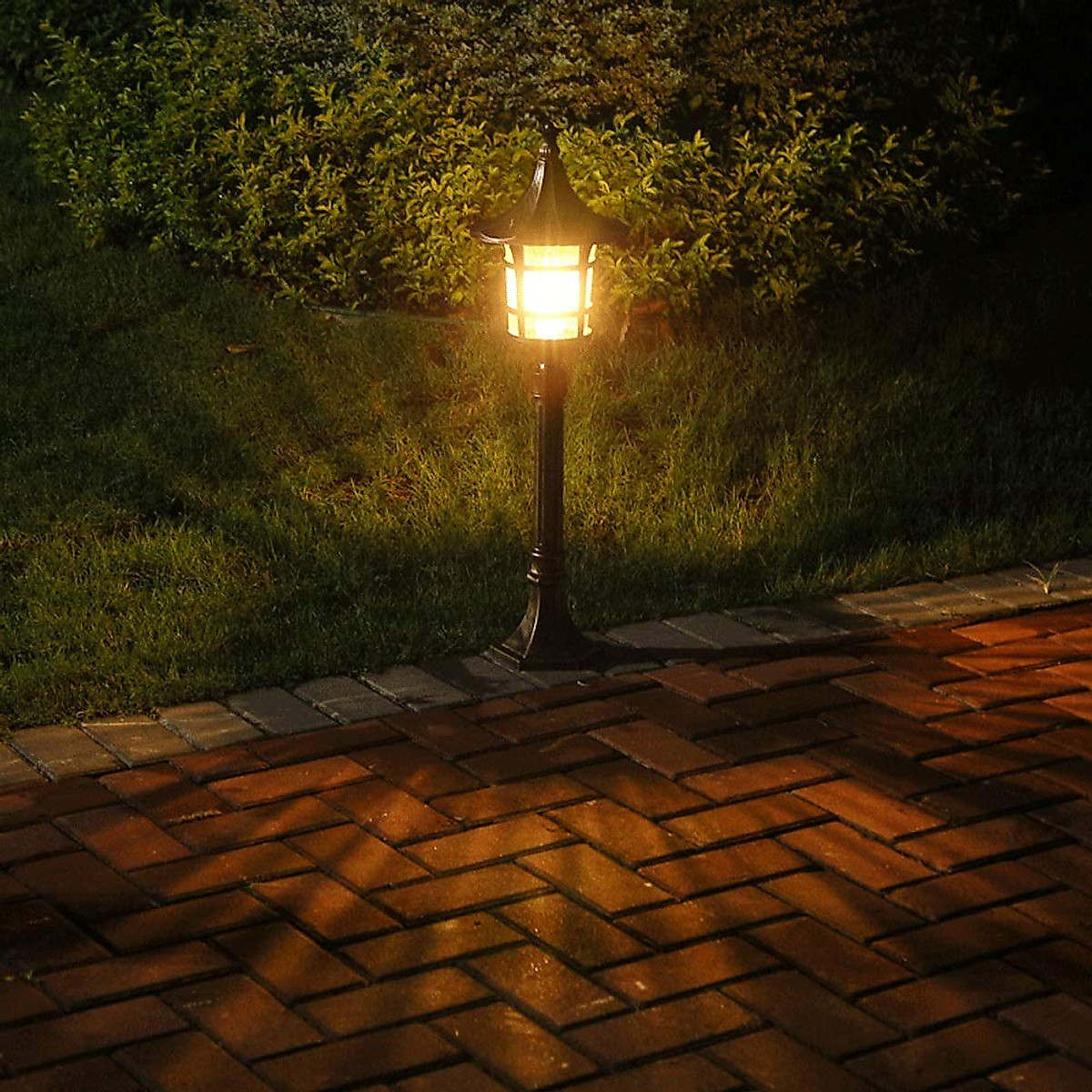 ZZYJYALG Rustic Lawn Light Outdoor Villa Garden Fence Courtyard Waterproof E27 Floor Lantern Home European Landscape Streetlight Creative Umbrella Design Aluminum Pathway Post Pole Lighting Fixture