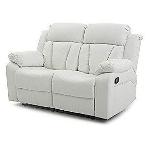 Glory Furniture Reclining Love seat, White Faux Leather