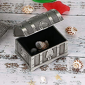 Hipiwe Vintage Metal Jewelry Box Treasure Trinket Chest,Smal Ring Earrings Necklace Keepsake Gift Holder Case for Girls Ladies Women (Small)