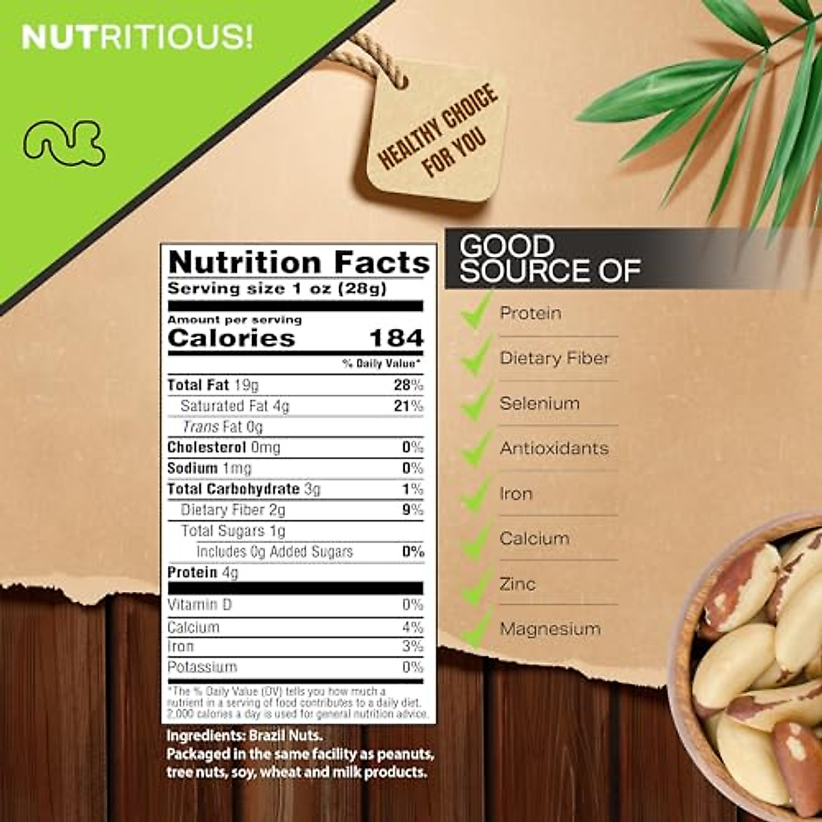 Nut Cravings - Raw Brazil Nuts, Unsalted, No Shell, Whole, Equivalent to Organic (16oz - 1 LB) Bulk Nuts Packed Fresh in Resealable Bag - Healthy Protein Food Snack, Natural Keto Friendly Vegan Kosher