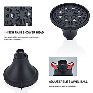 Matte Black Tub Shower Trim Kit Pressure Balance Shower Faucet Set 7 Function Powerful Shower Head with Diverter Bathtub Spout (Brass Rough-In Valve Included)