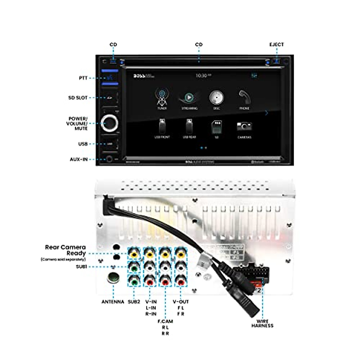 BOSS Audio Systems BV9364B Car Stereo DVD Player - Double Din, Bluetooth Audio/Hands-Free Calling, 6.2 Inch Touchscreen LCD Monitor, MP3 Player, CD, DVD, USB Port, SD, AUX Input, AM/FM Radio Receiver