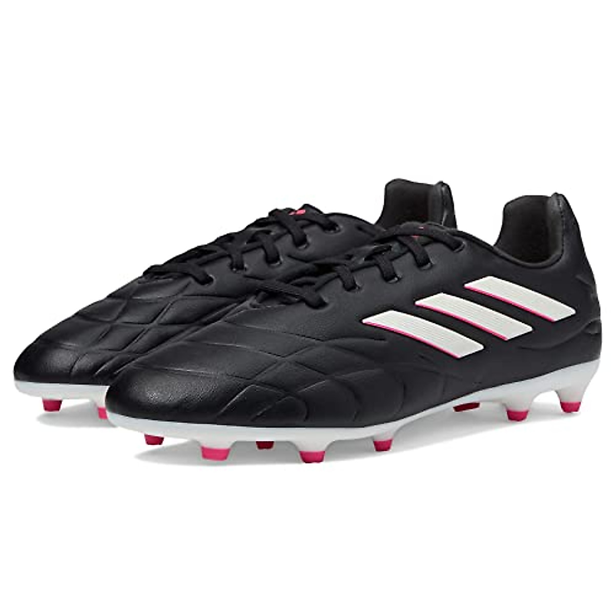 adidas Copa Pure.3 Firm Ground Soccer Shoe, Black/Zero Metallic/Team Shock Pink, 5 US Unisex Big Kid
