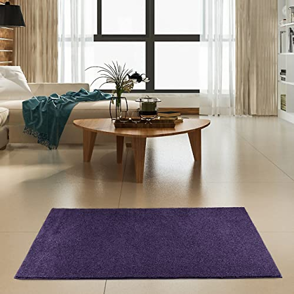 Furnish my Place Modern Plush Solid Color Rug - Purple, 2' x 12', Runner, Pet and Kids Friendly Rug. Made in USA, Area Rugs Great for Kids, Pets, Event, Wedding