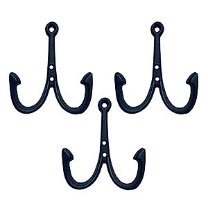 HomeHand Nautical Anchor Cast Iron Black Wall Hook Coat Hooks Bathroom Towel Keys Hooks Screws Included (3 PCS)