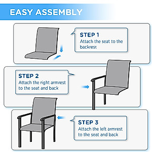 VICLLAX Patio Rattan Dining Chairs Set of 4, Outdoor High Back Wicker Dining Chairs for Garden Deck Yard Front Porch, Dark Grey Frame/Brown Back& Seat