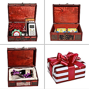 SICOHOME Treasure Box,9.0" Pirate Small Wooden Box for Jewelry Storage,Cards Collection,Gifts and Home Decoration