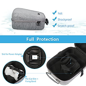 JSVER Hard Carrying Case for Quest 2 VR Headset, Compatible with Official/Third Party Elite Strap, Touch Controllers, Battery Accessories (Gray)