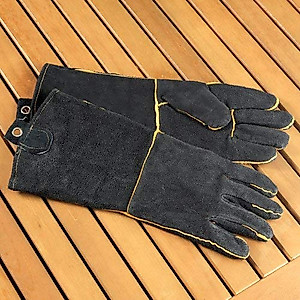 Mr. Bar-B-Q 40113Y Extra Length Leather Gloves | BBQ Grilling Gloves | Great for Cooking | Protects Hands from Heat | Rugged but Comfortable