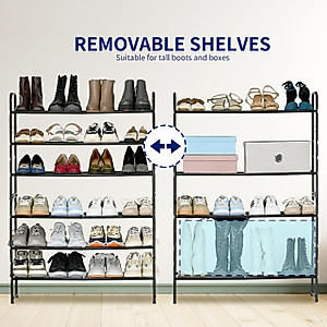 SUFAUY Shoes Rack Shelf for Closet Metal Stackable Shoe Storage Organizer, Wire Grid, 3-Tier, Black