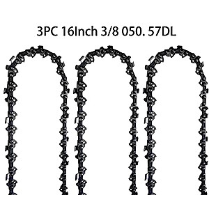 3-PACK 16" replacement chain for Worx WG300 WG303 WG303.1 WG304 Chainsaw Chain Blade 57DL 3/8LP .05