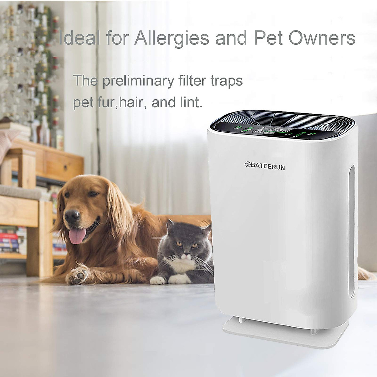 BATEERUN True HEPA Filter Air Purifiers, Quiet Air Cleaner. True HEPA Air Purifiers Filter for Bedroom, Large Room 2 PACK