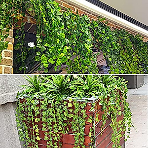 Zuvas 36 Pcs 252Ft Vines - Fake Vines Leaves, Artificial Ivy Garland, Hanging Vines - Vine Plants with Cable Tie - Fake Ivy for Wedding Party Garden Greenery Decor Outdoor Indoor Wall Decoration