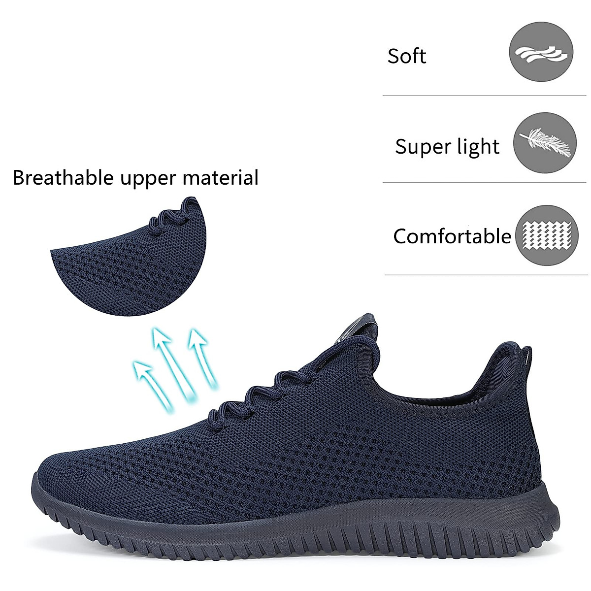 BXYJDJ Men's Running Shoes Walking Trainers Sneaker Athletic Gym Fitness Sport Shoes Lightweight Casual Working Jogging Outdoor Shoe Allblue Size8.5