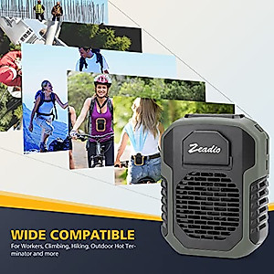 Zeadio Waist Clip Fan, 6000mah Battery 3 Spreed Operated Hands-free Wearable Necklace Fan With Charging Function, for Hot Flashes Home Office Travel Outdoor Sports - Green