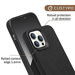 CUSTYPE for iPhone 13 Pro Max Crossbody Case with Strap Lanyard, Designer Leather Protective iPhone Case with Stand for Women, Two Ways Metal Kickstand Shockproof Slim Case, 6.7 Inch, Black