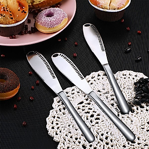 3 Pack Stainless Steel Butter Spreader Knife, 3 in 1 Kitchen Gadgets, Curler, Butter Grater, Multi-Function Butter Spreader and Grater with Serrated Edge, Shredding Vegetables Fruits