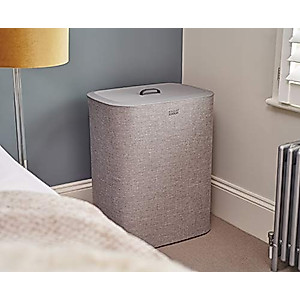 Joseph Joseph Tota 90-liter Laundry Hamper Separation Basket with lid, 2 Removable Washing Bags with Handles - Grey