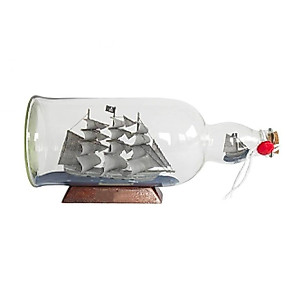 Hampton Nautical Flying Dutchman Model Ship in a Glass Bottle, 11"