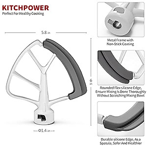 KITCHPOWER 4.5-5 Quart Flex Edge Beater for KitchenAid Tilt-Head Stand Mixers White