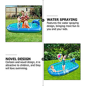 VALICLUD Toddler Toy Swimming Pool with Sprinkler Kids Pool Family Inflatable Blue Blow Up Lounge Swimming Pools Water Spraying Pool 170x110cm for Outdoor Garden Backyard Inflatables