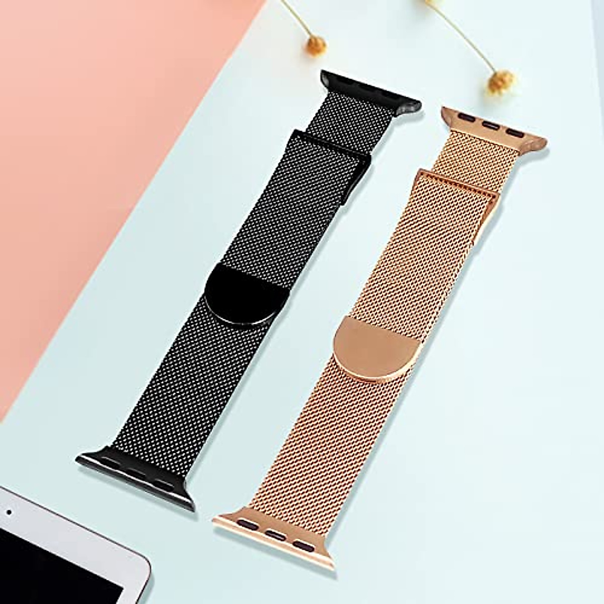 Magnetic Watch Band Compatible with Apple Watch Bands 42mm 44mm 45mm for Women Men,Milanese Loop Stainless Steel Mesh Adjustable Strap Wristband for iWatch Series 8 7 6 5 4 3 2 SE