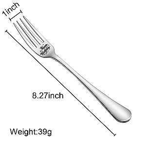 Happy Birthday Fork Gifts for Women Men Birthday Gifts for Friend Sister Brother Daughter Son Engraved Forks Salad Dessert Lover Gift for Him Her