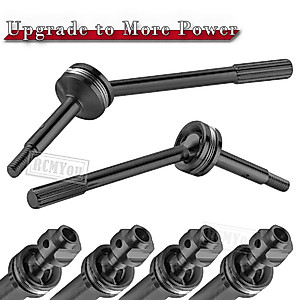 RCMYou RC Stainless Steel Drive Shaft CVD Upgrades Part for 1/10 Slash VXL 4X4,Rustler VXL 4X4,Stampede VXL 4X4,Hoss VXL 4X4 4WD,4PCS Front Rear #45 Axles with Hex,Black