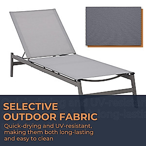 HAPPATIO Patio Chaise Lounge,Patio Lounge Chair with Breathable Textilene Fabric,All Weather Outdoor Chaise Lounge,Outdoor Lounge Chairs for Patio Backyard Porch Garden Poolside(Light Gray)