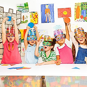 48 Pcs 100 Days of School Party Supplies 100th Day of School Crown Bulk Rhinestone Star Eyewear Glasses and Crowns 100 Days School Paper Party Hats and Eyeglasses for Kids School Classroom Decoration