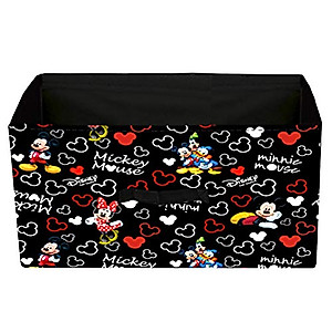 Kuber Industries Disney Mickey Print Non Woven Closet Organizer Box with Handle|Wardrobe Organizer Cube|Easily Collapsible|Size 42 x 29 x 22 CM|Pack of 2 (Black)-KUBMART16027