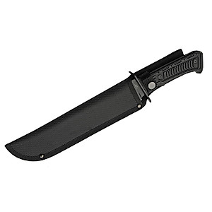 SZCO SUPPLIES 15" Outdoor Survival Black Tech Bowie Blade Knife