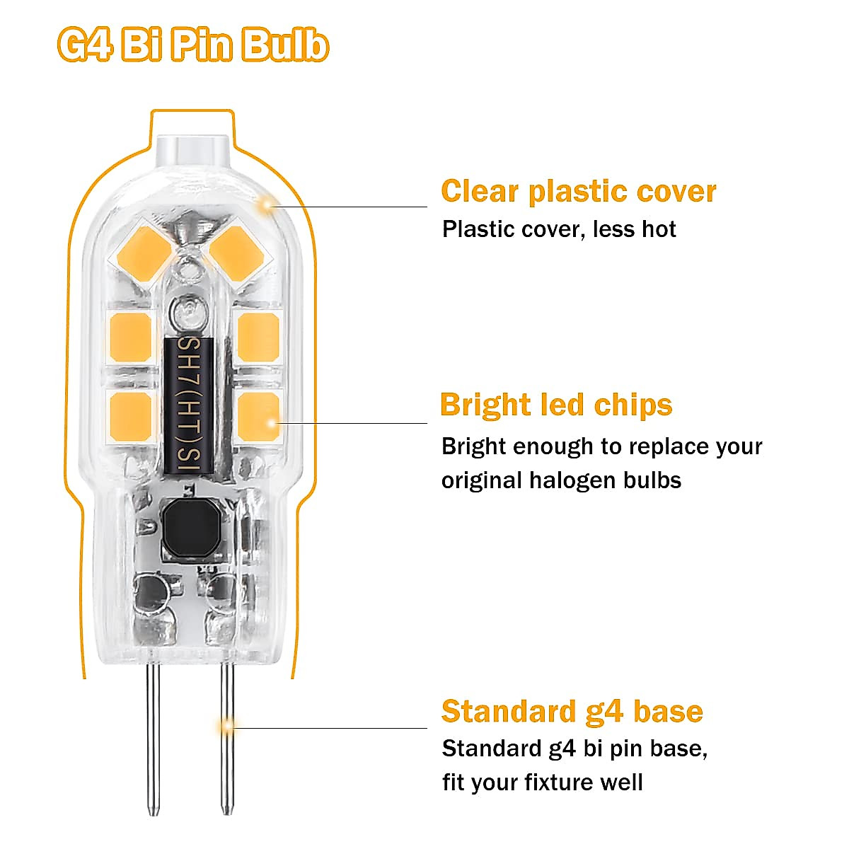 G4 LED Bulbs 12V 20W Halogen Bulb Replacement, HengBo G4 Bi Pin Base JC Type T3 Light Bulb Warm White 3000K for Under Cabinets Home Lights, Non-Dimmable, (Pack of 10)