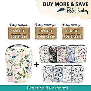 Pobi Baby Premium Multi-Use Cover - Nursing Cover, Baby Car Seat Covers, Shopping Cart, High Chair, and Breastfeeding Cover - Ultra-Soft, Stretchy, and Versatile Floral Scarf for Baby and Mom (Allure)