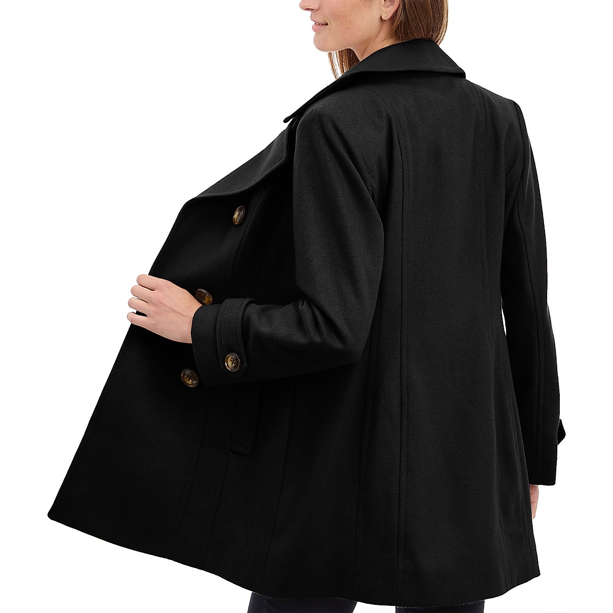 Classic Double Breasted Wool Coat Black