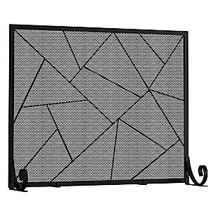 Fire Beauty Fireplace Screen Decorative Mesh Geometric Fire Spark Guard Gate Cover for Home