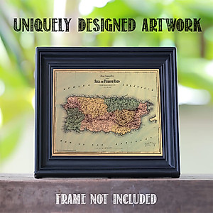 1886 Puerto Rico Map - 11x14 Unframed Art Print - Perfect Wall Decor in This Highly Detailed Restored Reproduction Under $15