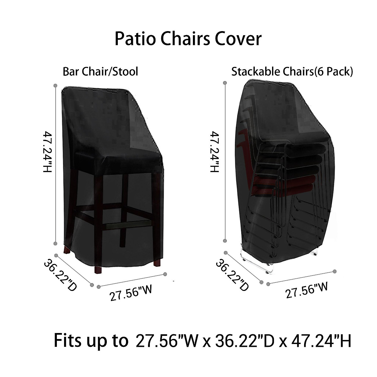 RosieLily Patio Chair Covers High Back Outdoor Chair Cover Waterproof Stackable Outdoor Bar Stool Cover Heavy Duty Patio Furniture Covers Outside, 1 Pack-Beige Brown 27.56"W x 36.22"D x 47.24"H