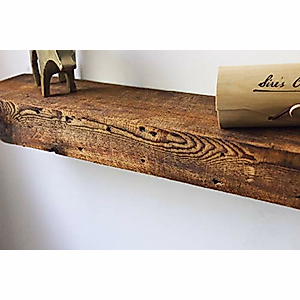 Modern Timber Craft Rustic Fireplace Mantel Floating Solid Wood Shelf - Reclaimed Barn Wooden Beam Wall Decor, Mounted Farmhouse Shelving, (Unfinished,72" W x 8" D x 2.75" H)