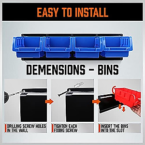 HORUSDY 12PC Bin Wall Mounted Storage Bins Parts Rack Organizer Garage Plastic Shop Tool, Tools for Men Tools Gift