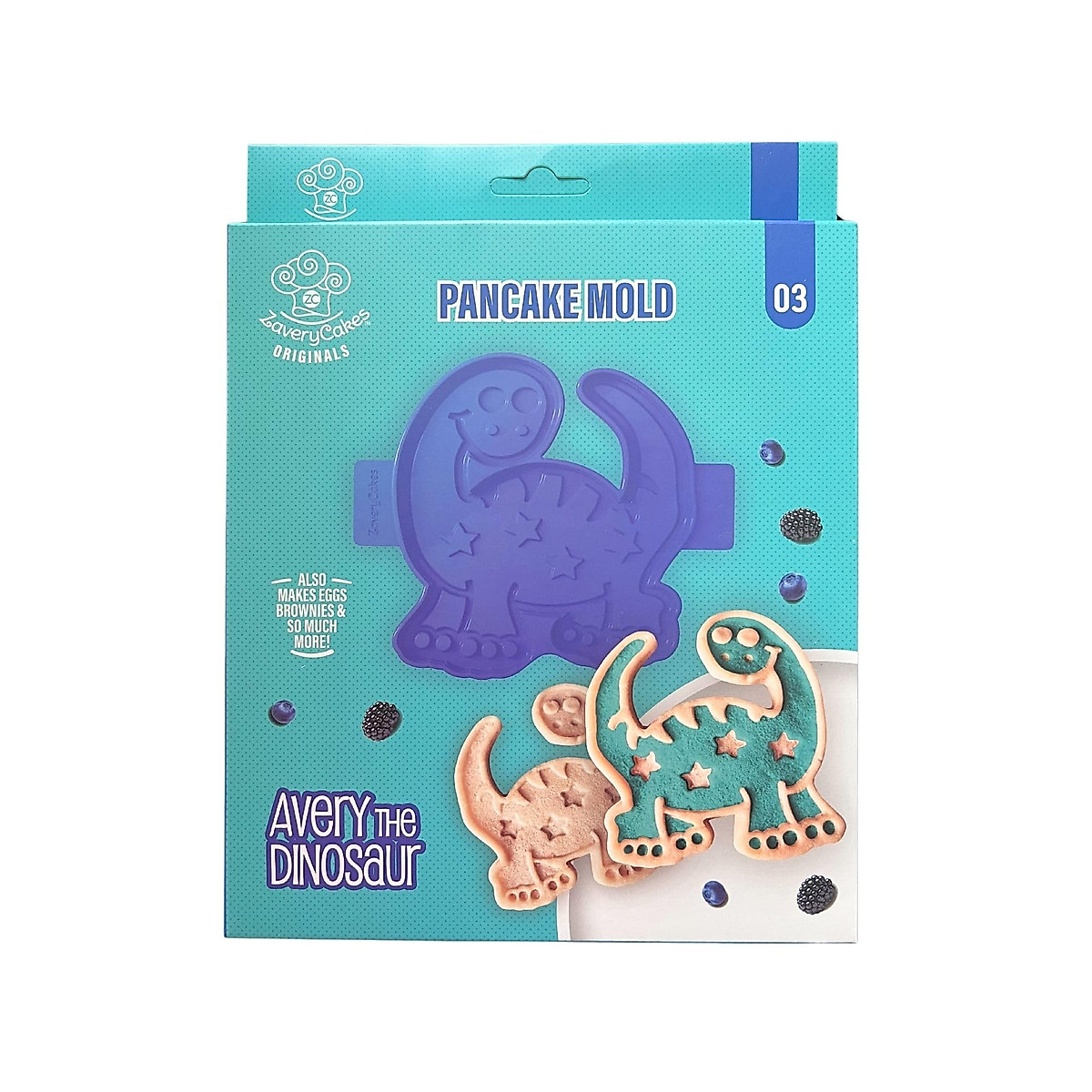 ZaveryCakes Pop-Culture Kitchenware Company, Dinosaur Silicone Mold, For Parties, Pancakes, Pizza, Cakes, Brownie, Chocolate, Eggs and More, Non-Stick, Food-Grade Baking Mold, Dishwasher Safe