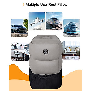 BLABOK Inflatable Foot Rest for Air Travel, Airplane Footrest Adjustable Height Travel Foot Pillow for Kids & Adults on Plane,Car,Train,Office (Grey)