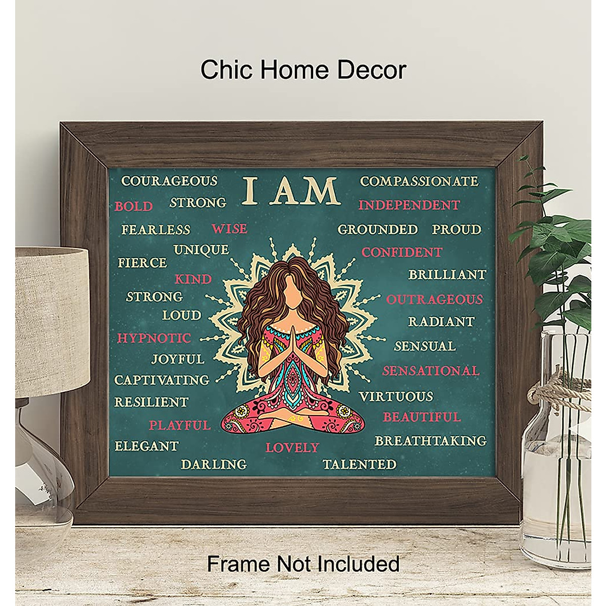 Positive Affirmations Wall Decor - Motivational Wall Art Posters 8x10 - Inspirational Quotes - Encouragement Gifts for Women - Empowered Women - Uplifting Gifts for Women - Encouraging Yoga Wall Art