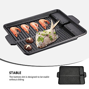MAGICLULU 1pc Baking Pan Medical Stone Indoor Griddle Camping Stove Pan Nonstick Grill Plate Indoor Bbq Grill Stovetop Grill Pan Bbq Grill Accessories Gill Pan South Korea Portable Aluminum